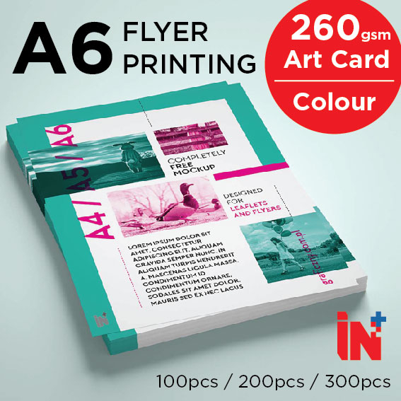 A6 Flyer Printing Art Card 260gsm Full Color 1 side/2 side print Custom ...