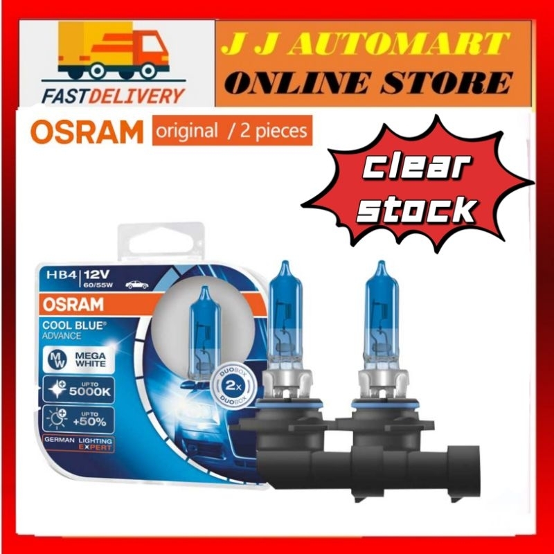 Osram Cool Blue Hyper Plus 5000K HB4 mentol kereta | Shopee Malaysia
