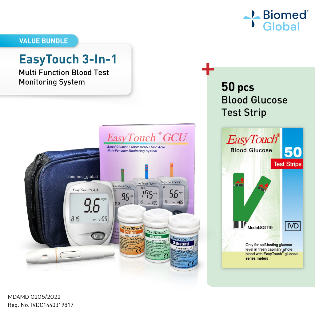 EasyTouch GCU Cholesterol, Glucose, Uric Acid Test Meter Set, Bundle ...