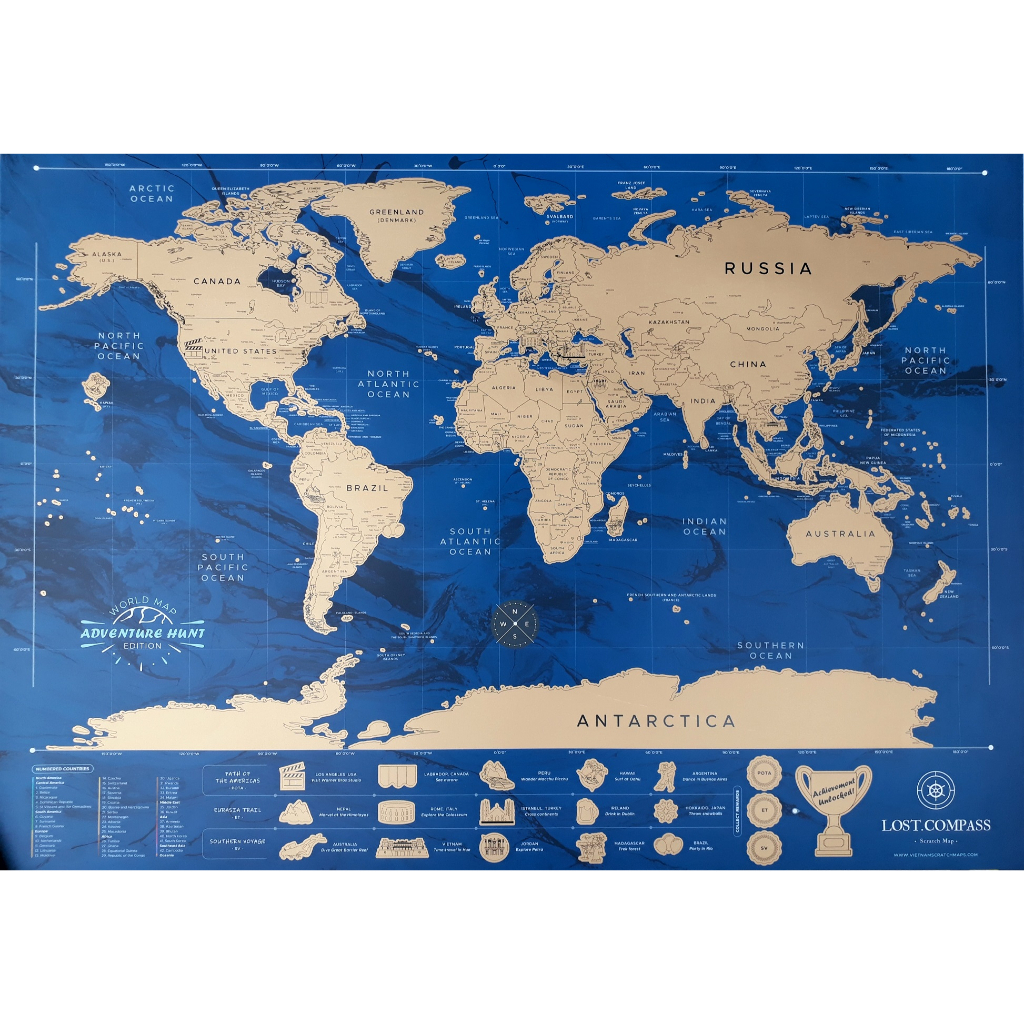 Limited Edition Lost Compass World Scratch Map Adventure Hunt Edition ...