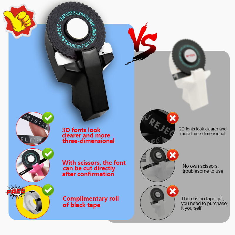 Multicolor Manual Label Maker Sticker Nama Dymo 3D Embossing Sticker ...