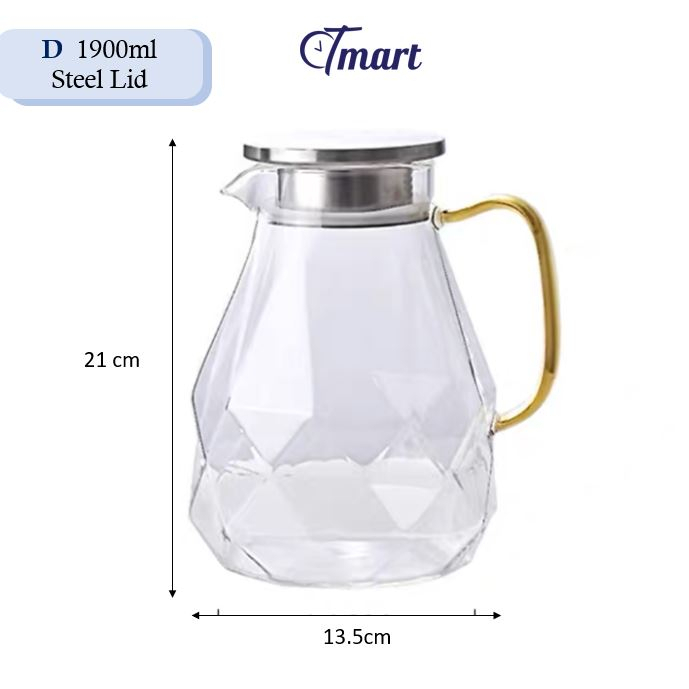 Glass Kettle Juice Pot Juice Jug Water Jug Bamboo Stainless Steel Cover ...