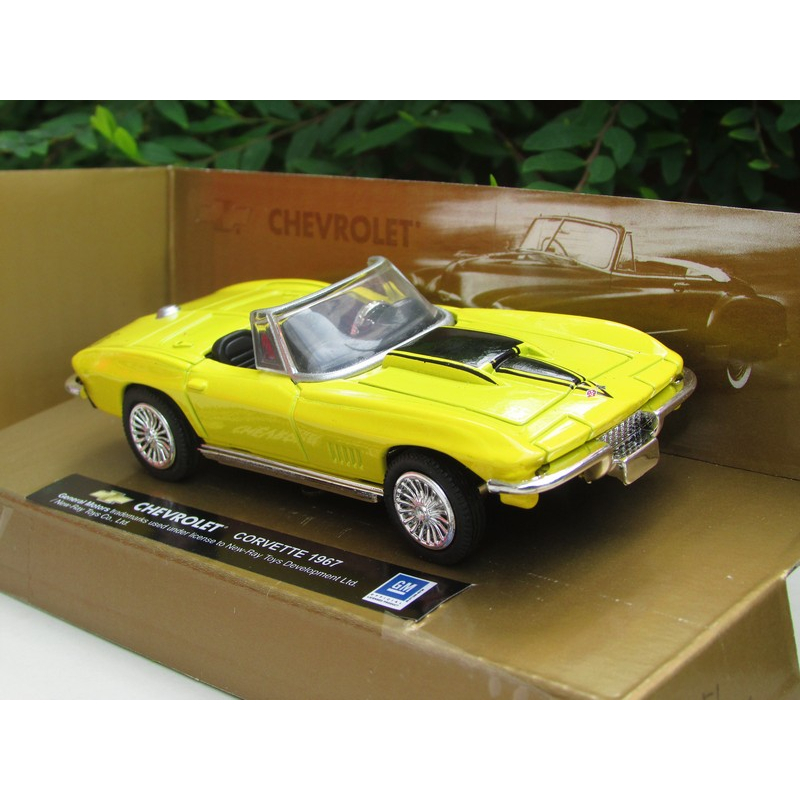 NEW RAY 1/43 (1967) Chevrolet Corvette Yellow Convertible Car Diecast ...