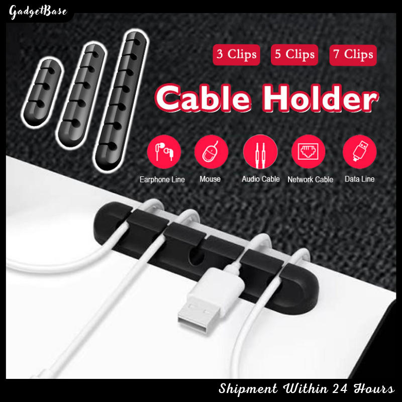 Plug Wire Holder Cable Clip Power USB Cords Sort Out Home Office Desk ...