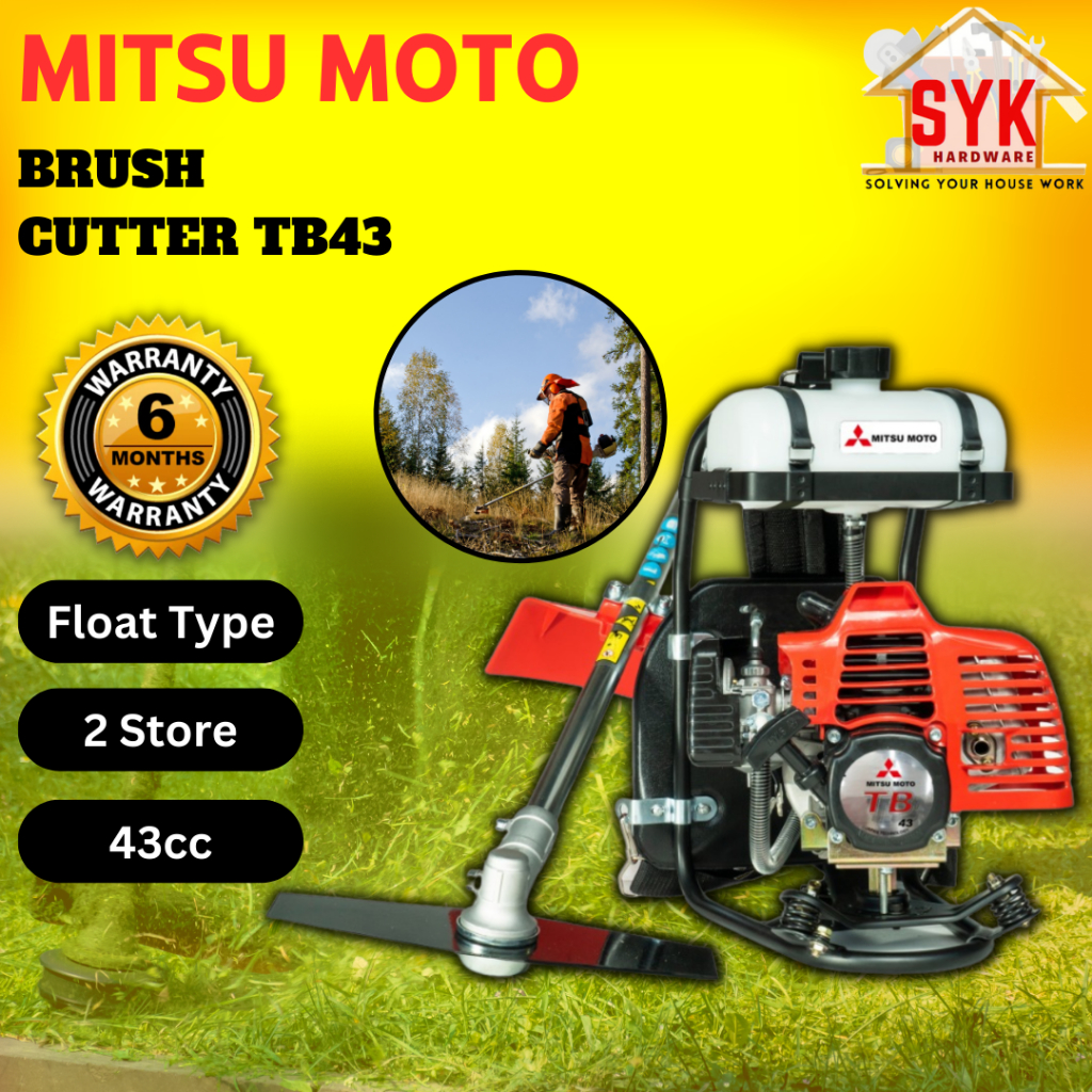 SYK Mitsu Moto Mitsumoto TB43 Brush Grass Cutter Recoil Starter Machine Backpack Grass Trimmer ...