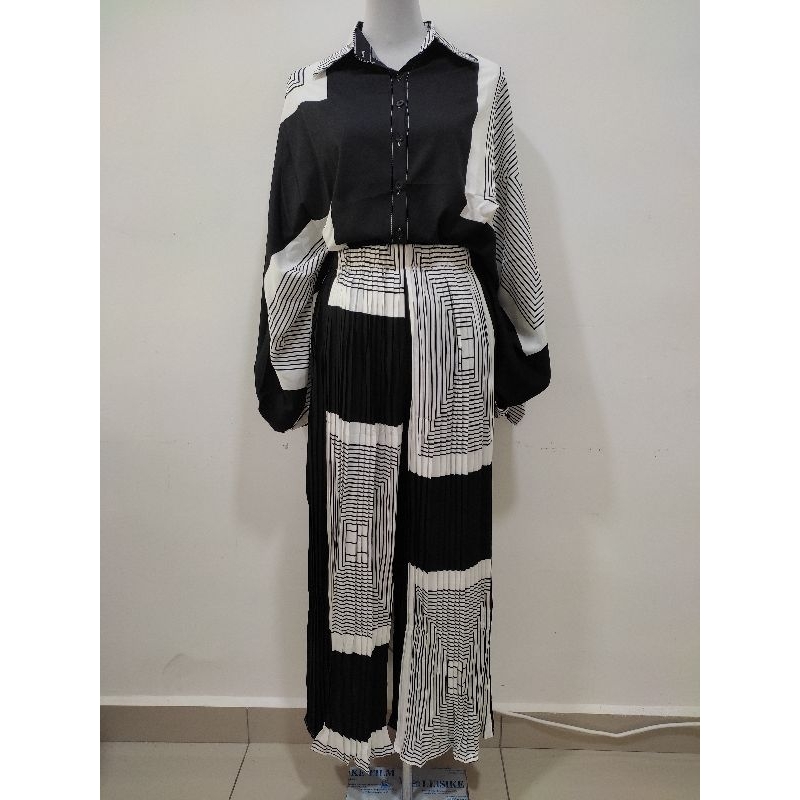 (READY STOCK) Baju Raya Vintage Retro Style Set Top & Pleated Pant ...