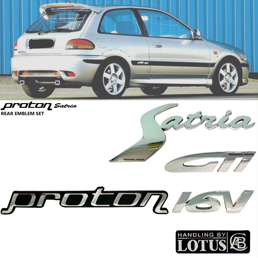 Proton Satria GTI R3 (1998) Rear Bonnet Emblem Mark Badge Set Lotus 16V ...
