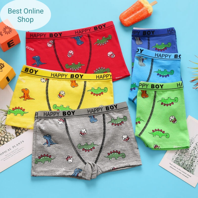 (3 pcs)COTTON Kids Boxer Budak Cute & Fun Cartoon Printed Boxers ...