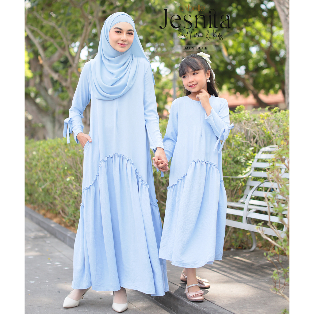 Jesnita Dress Set Mom Kids Ironless Jubah Set Ibu Anak Baju Raya ...