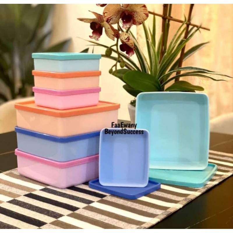READY STOCK Tupperware: Bekas Tapau Large Square Away 620ml + mini ...