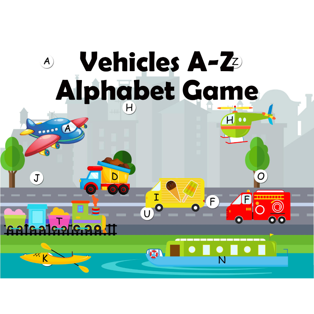 PDF] 020- Vehicles A-Z Alphabet game Transportation Construction Kids ...