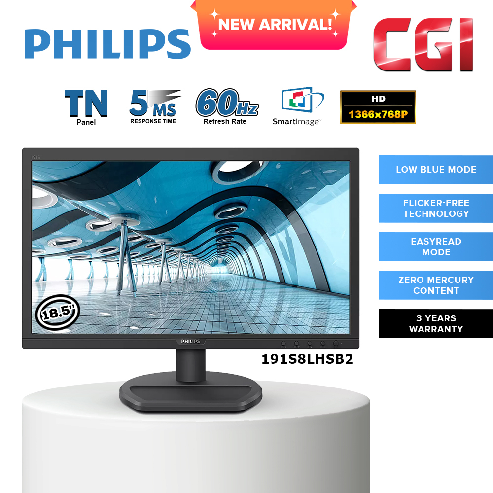 Philips TN 720P 60Hz 5ms Flicker (18.5")191S8LHSB2 [Free LED Monitor ...