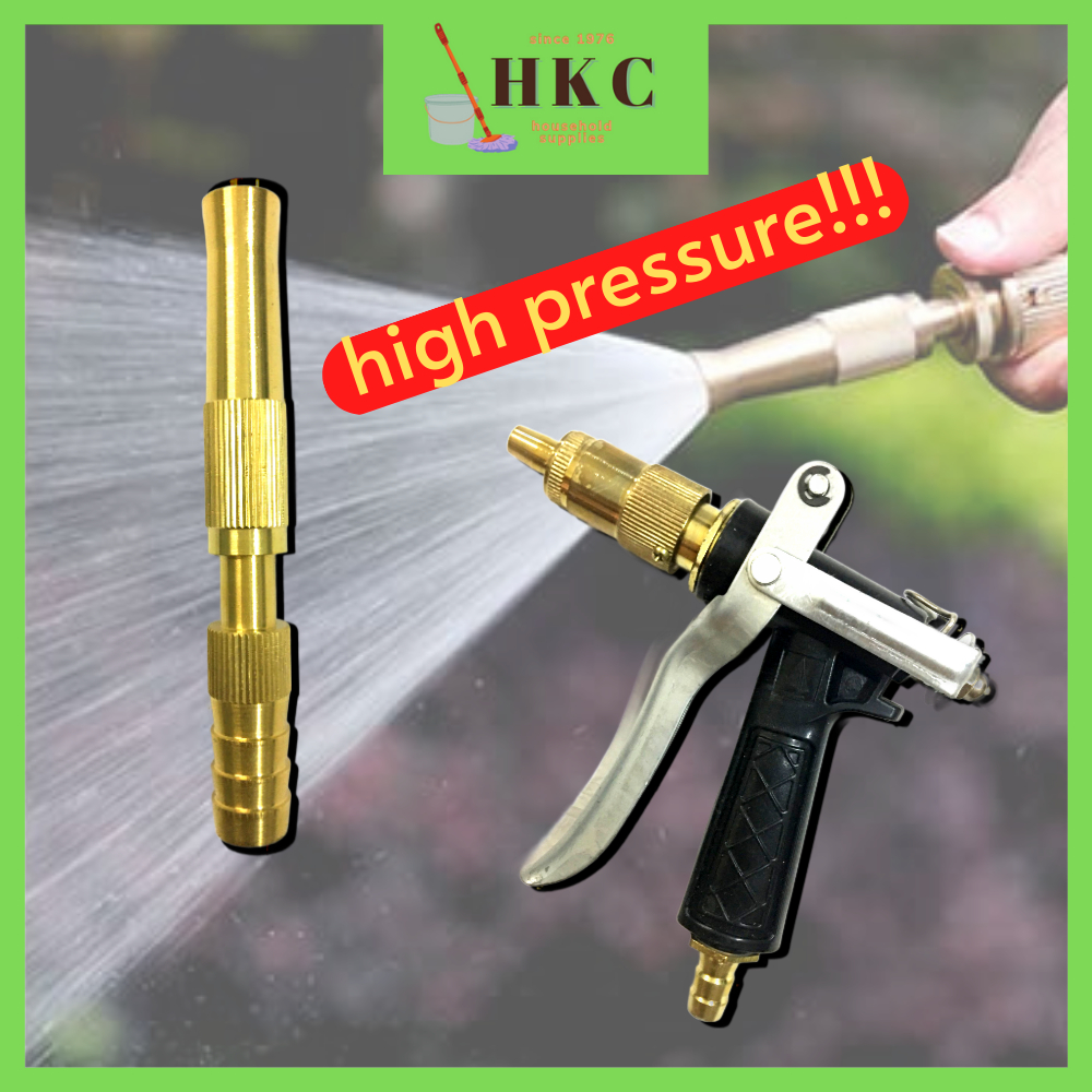 100% Brass High Pressure Water Solid Brass Hose Nozzle Adjustable Spray ...