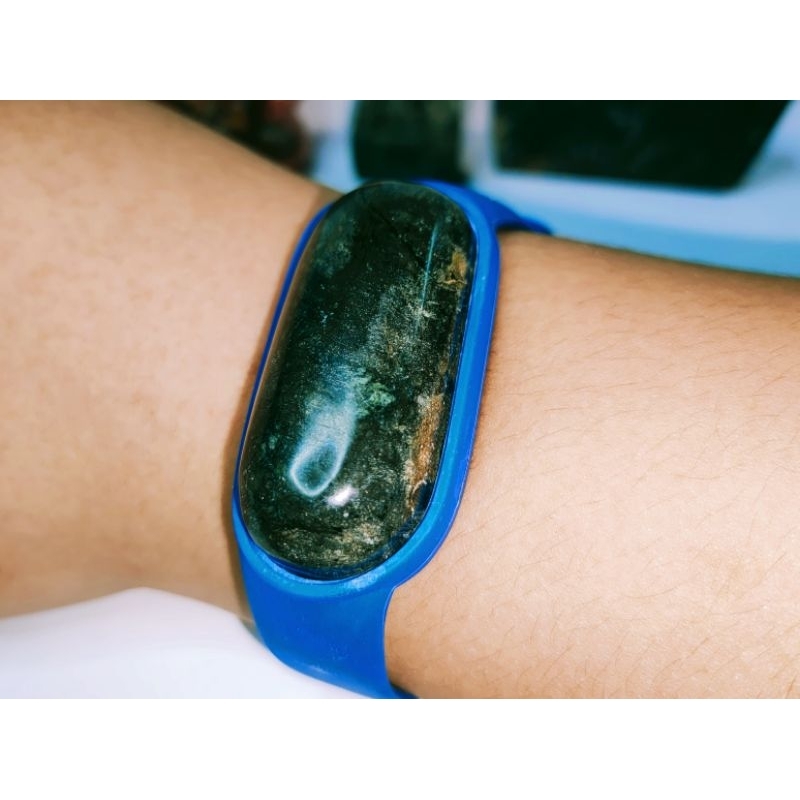 GELANG TANGAN BATU AKIK JADE HITAM/BLACK JADE BADAR BESI LEKAT MAGNET ...