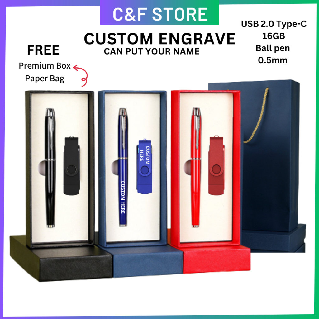 CUSTOM ENGRAVE Ballpoint pen Metal Pen Ball point Pen 0.5mm Flash Drive ...