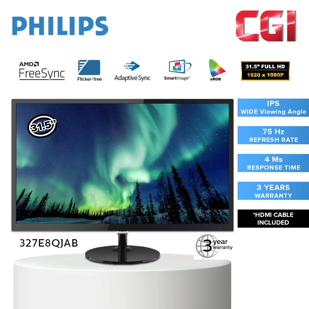 Philips FHD IPS 75Hz 4ms Free Sync LED Monitor (32”) 327E8QJAB | Shopee ...