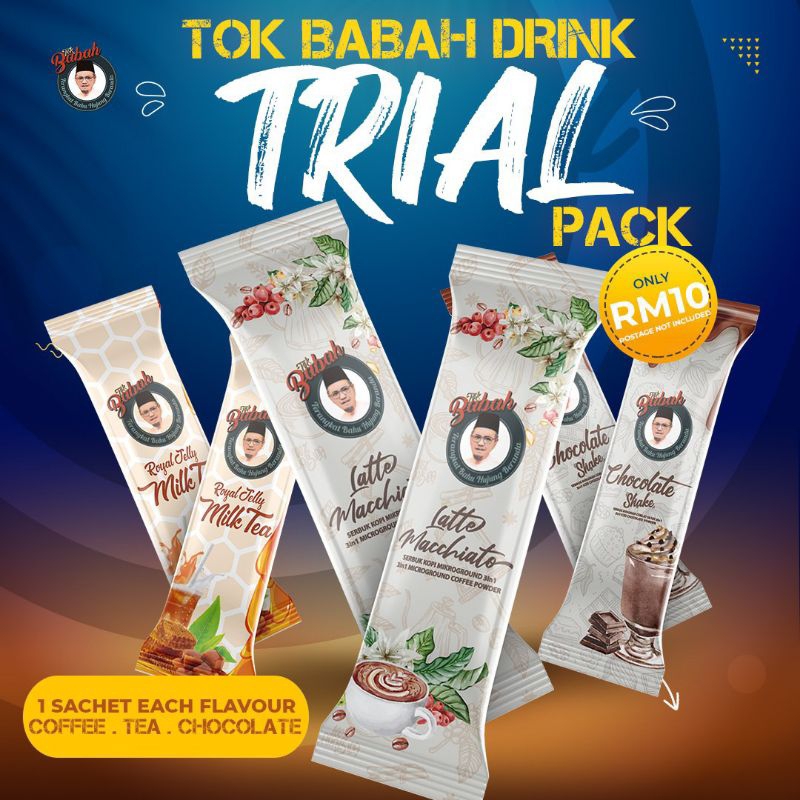 Tok Babah kopi | Tea | Chocolate (trial 3 sachet) | Shopee Malaysia
