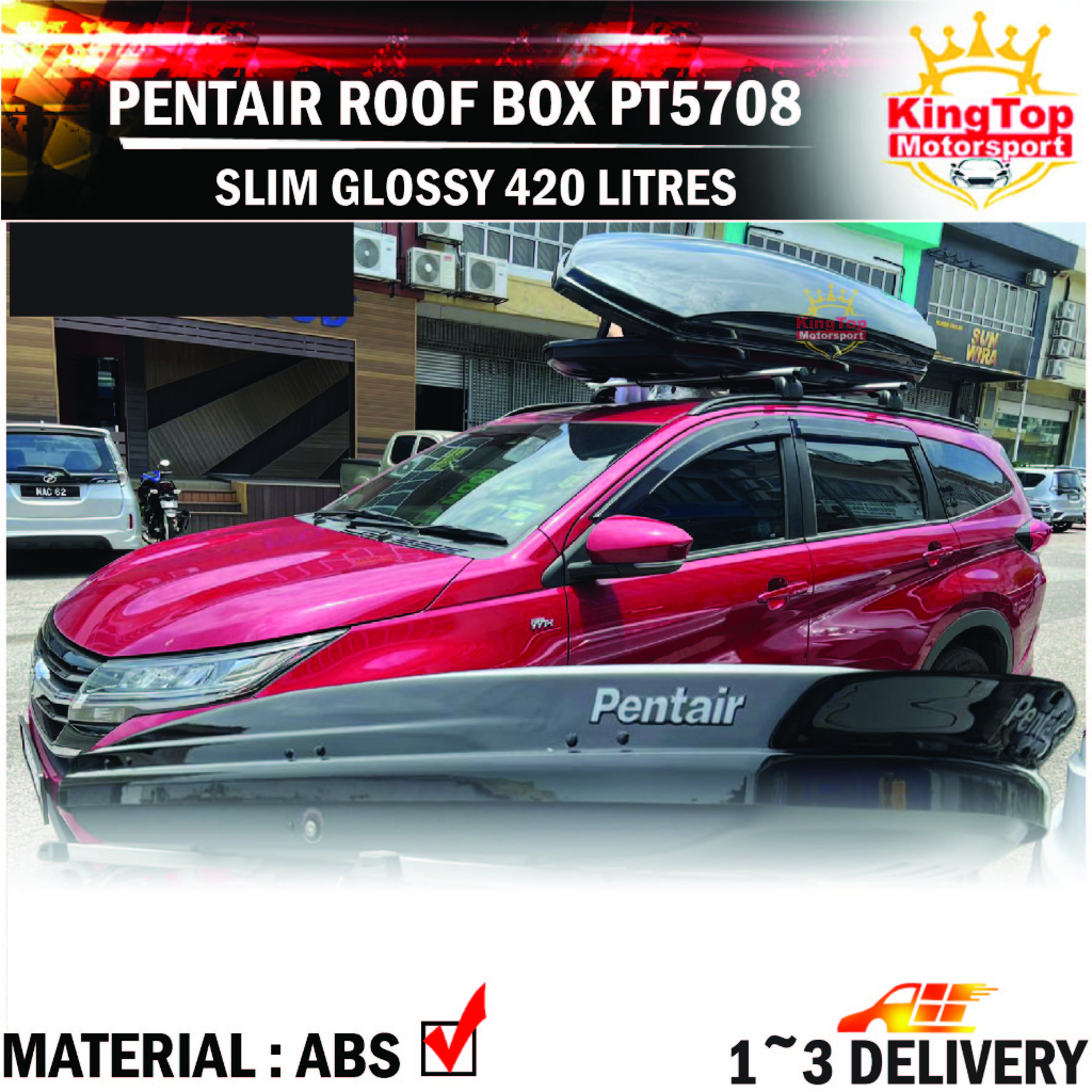 Pentair Roofbox PT5708 Slim Glossy Roof box With Roof Rack XL SIZE 420L ...
