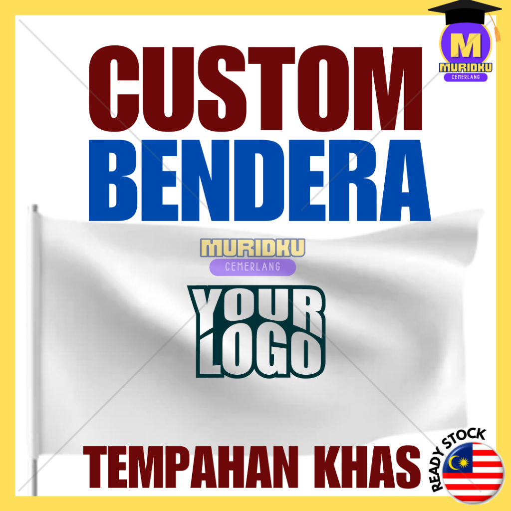 [PRE ORDER] Cetak Bendera CUSTOM 3x6 ft Printing Flag Sekolah,Sukan ...