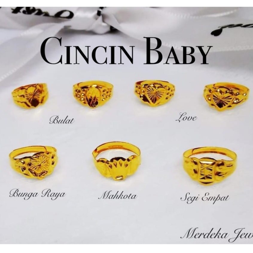 Merdeka 916 Gold Baby Rings / Cincin Baby Emas 916 (Ajustable) | Shopee ...