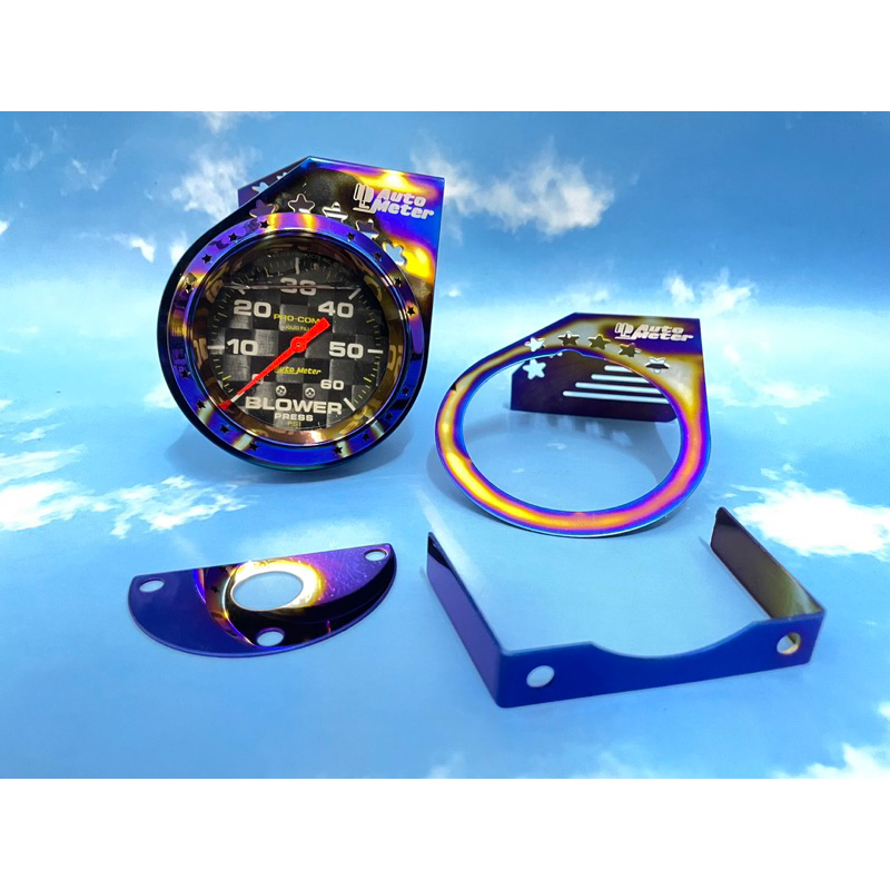 Meter Stand 65mm Titanium Blue Blower Meter Auto Meter Boost 35PSI ...