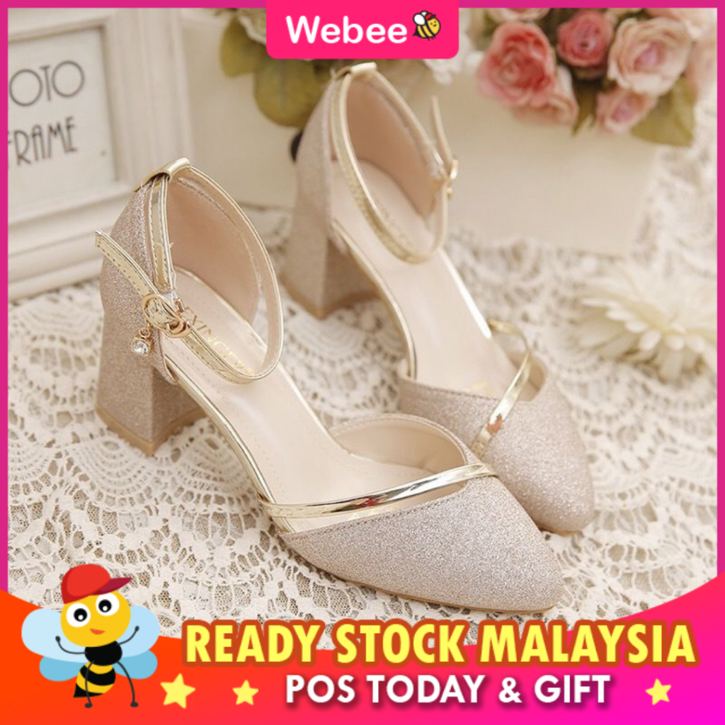 READY STOCK💝WEBEE A18 Wafiza Women's High Heels Shoes Kasut Tinggi ...