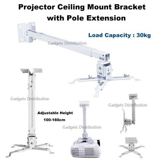 100cm - 180cm 1.8m Long Pole Universal Projector Wall & Ceiling Mount ...