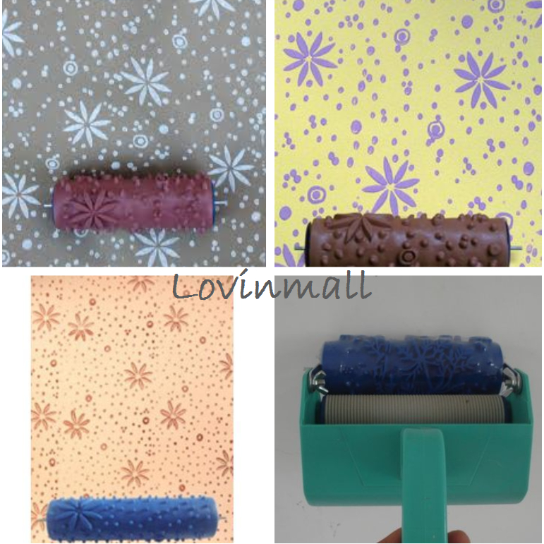 DIY Wall Pattern design Paint Roller decoration alat cat dinding bunga ...