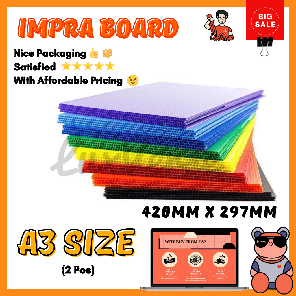 IMPRA BOARD A3 Size 420mm x 297mm (2Pcs) PP Corrugated Board-Polyplast ...