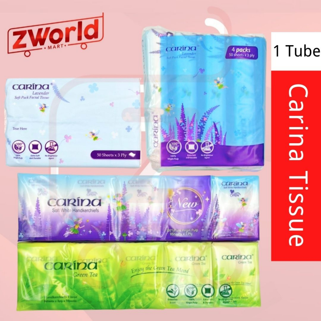 Carina Lavender &Green Tea Handkerchief Tissue (100% Pure virgin pulp ...