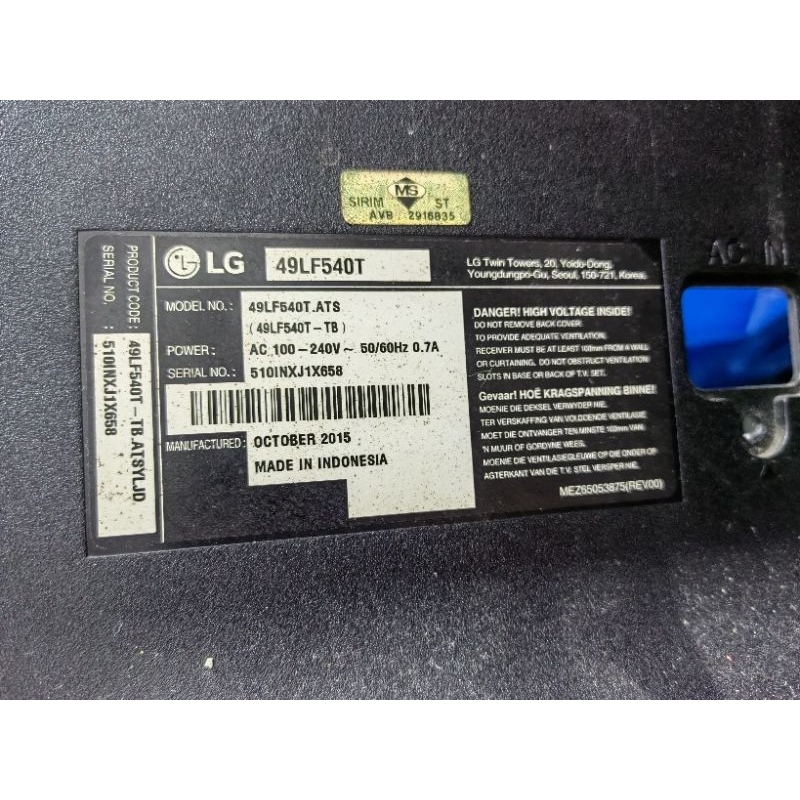 (LG004) LG LED TV 49LF540T Parts | Shopee Malaysia
