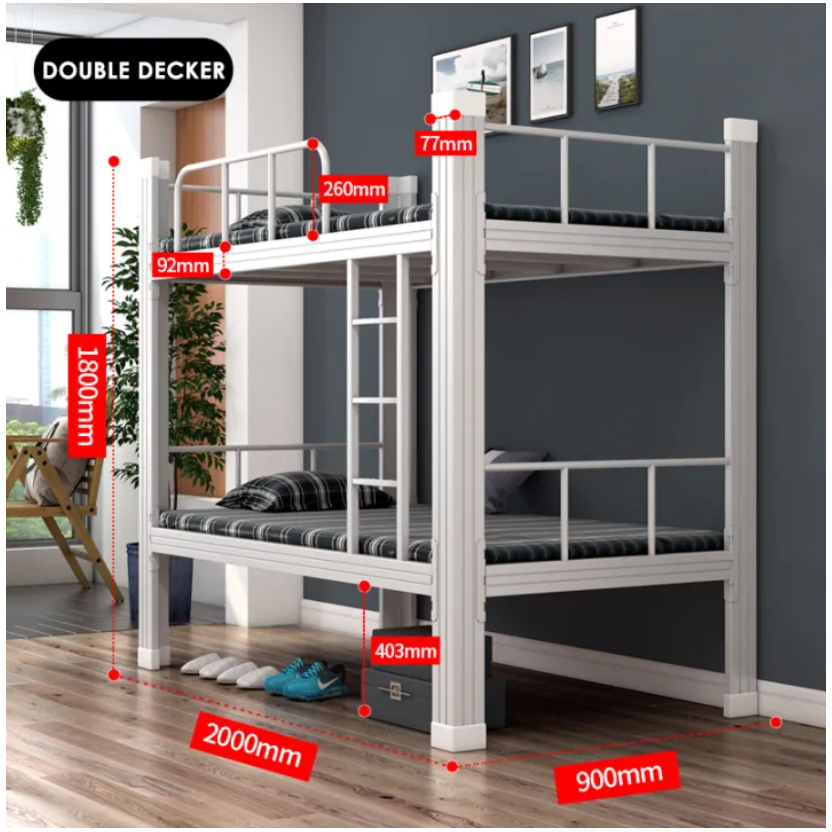Double Decker Steel Bed Frame High Quality Heavy Duty Extra Thick Steel ...
