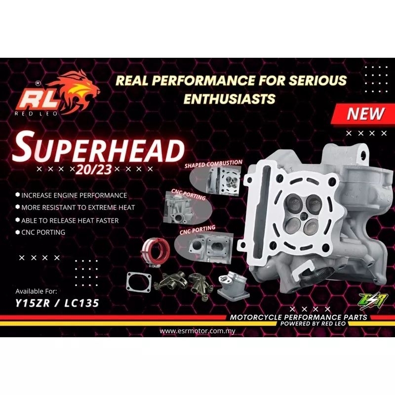 HEAD RED LEO CNC LC135 Y15 SIZE 19 22 20 23 22 25 23 26 24 27 25 28 MM ...