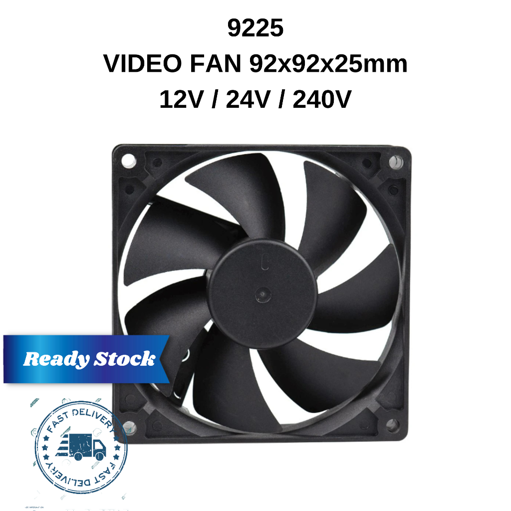 9225 Video Fan 12V / 24V / 240V - 92x92x25mm Silent Centrifugal Exhaust DC Brushless Cooling Fan ...
