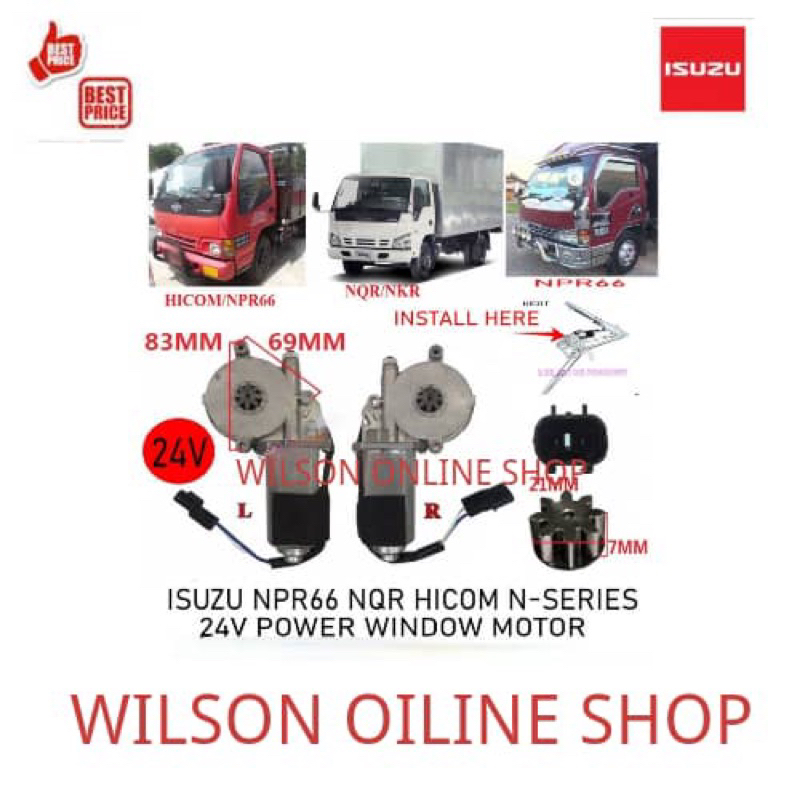 Taiwan Isuzu Perkasa Hicom 4.3 NPR66 Power Window Motor 24V Left Hand ...