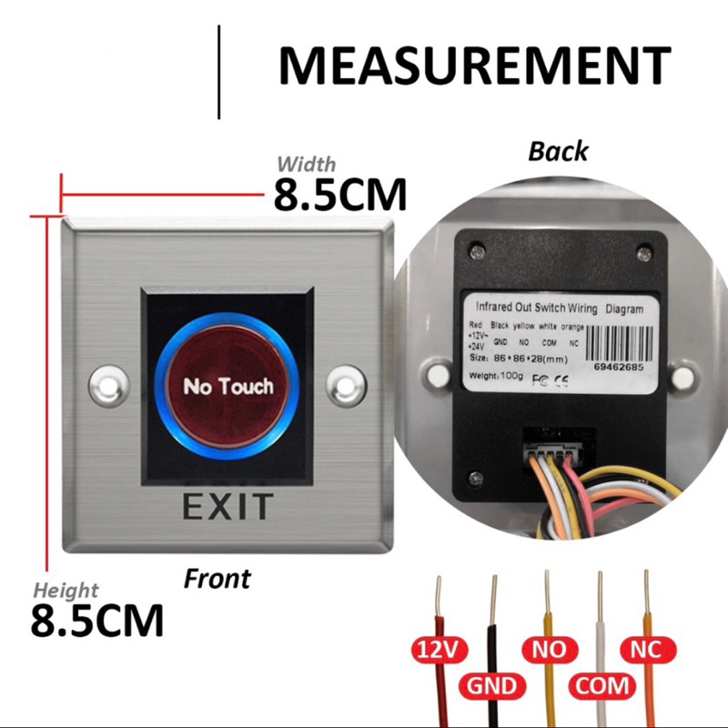 ️ Bimmer High Quality Proximity Touchless Exist Push Button for door ...