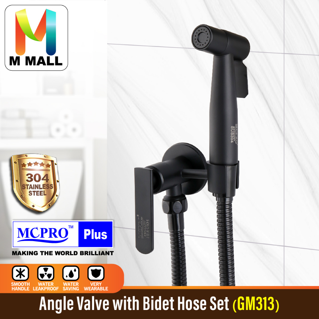 MCPRO Black Oxide Coated On Stainless Steel SUS304 Bathroom ANGLE VALVE WITH HAND SPRAY BIDET ...