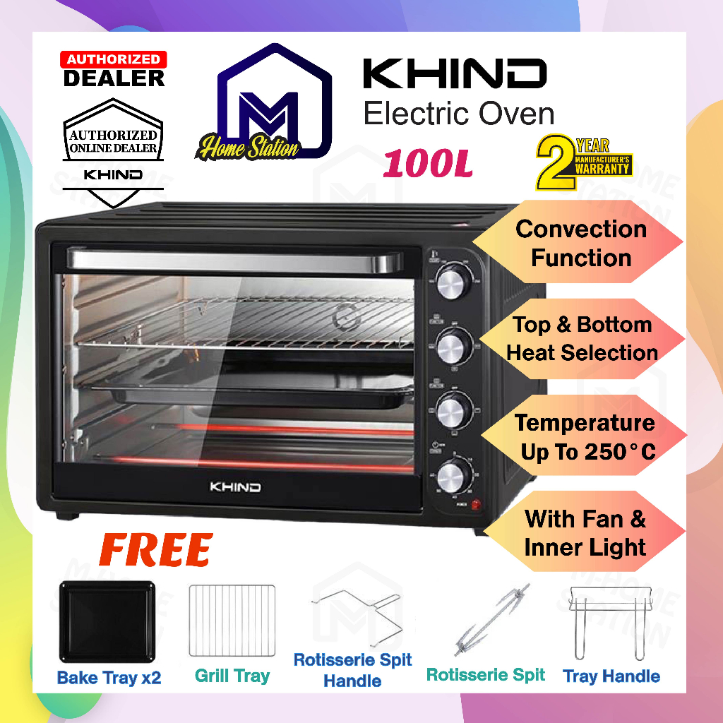 Khind Big Electric Oven 100l with Convection Rotisserie Function OT100 ...