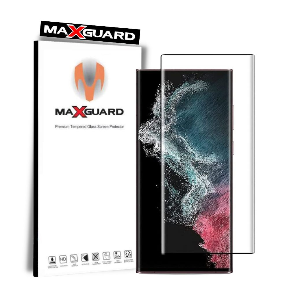 MAXGUARD - 3D Full Cover Tempered Glass for Samsung S23 Ultra/S22 Ultra ...
