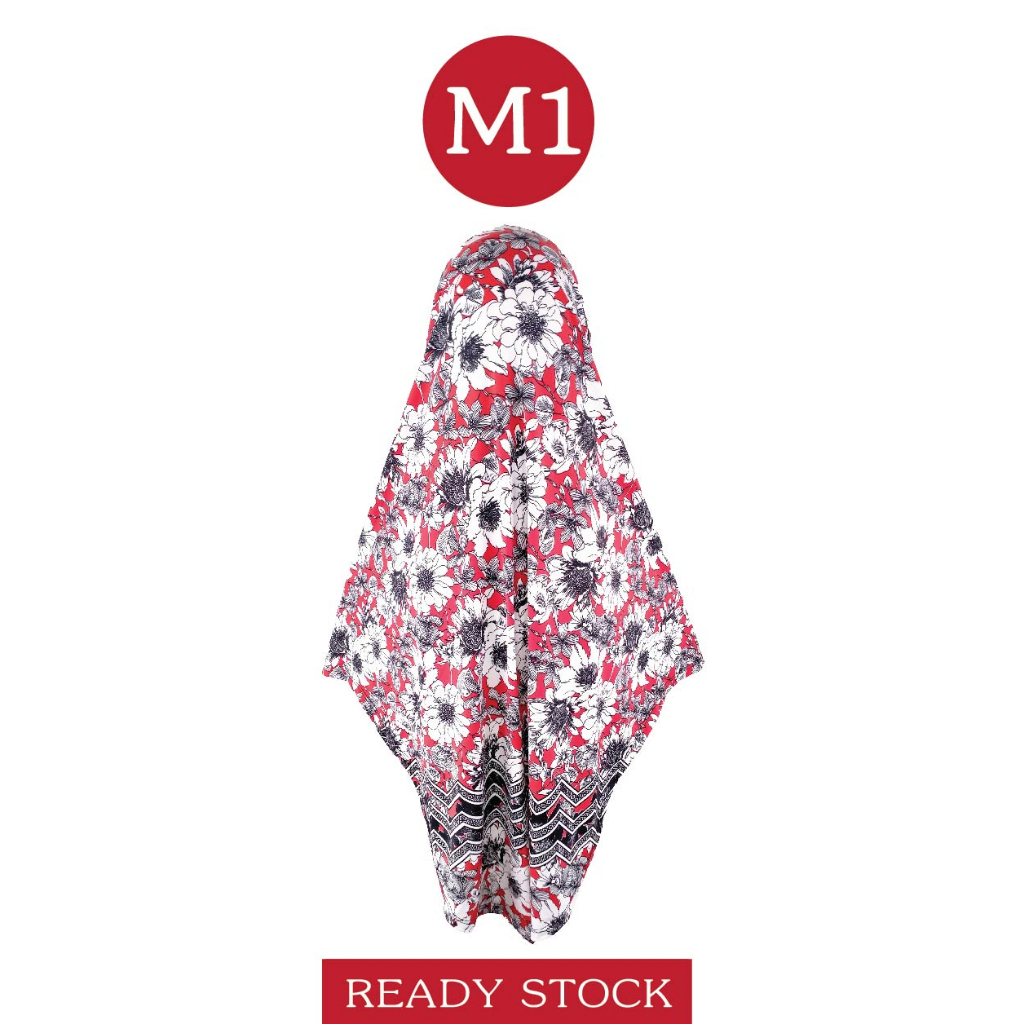 M1 Hijabs Tudung Instant Printed Corak Premium Colourful Batik Flower ...