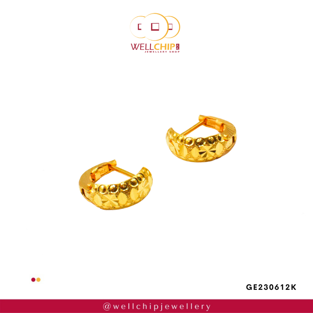 Subang Emas 916 | Hoop 916 Gold Earrings | Emas 916 | Kedai Emas WELL ...