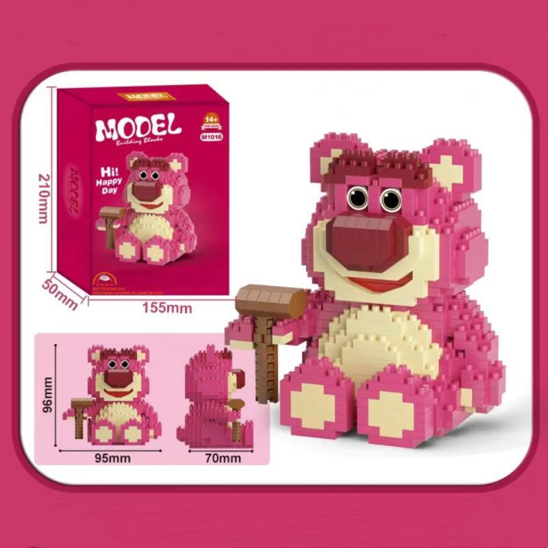 🇲🇾Lotso Bear Building Blocks Micro Bricks Pink Strawberry Bear Toys ...