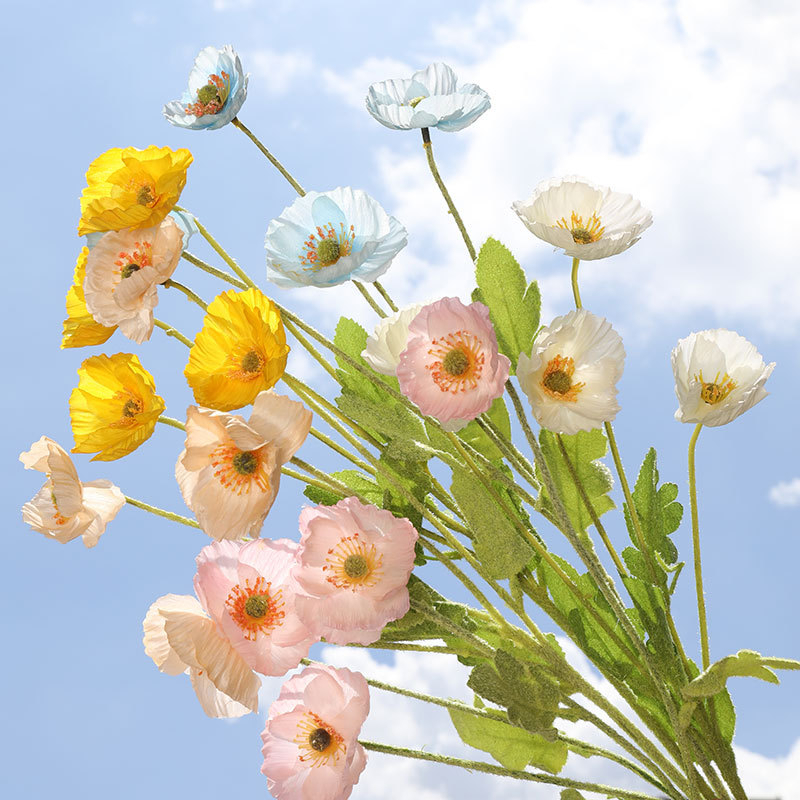 Artificial Flowers Simulation Poppies Gorgeous Silk Artificial Papaver ...