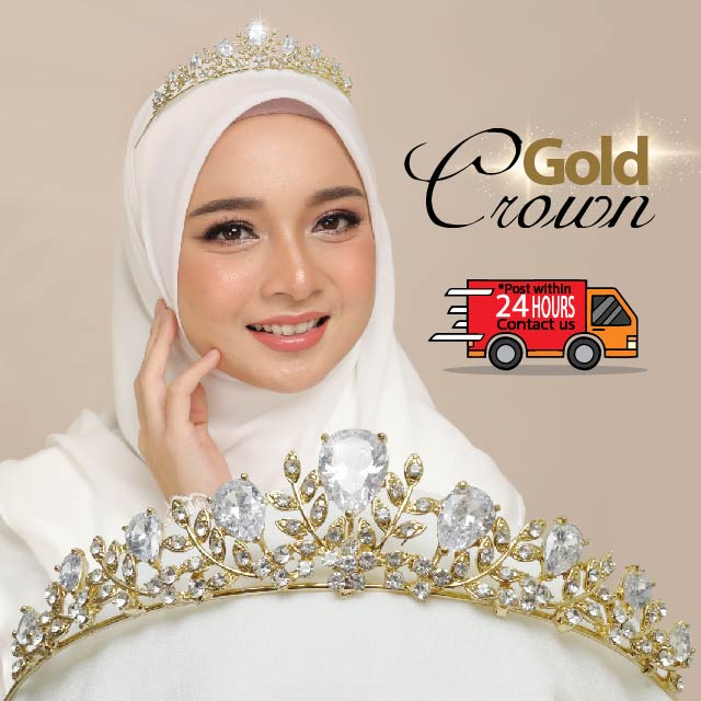 Crown Bride Gold Zirconia Crown Rhinestone Crown Tunang Crown Nikah Crown Wedding Crown