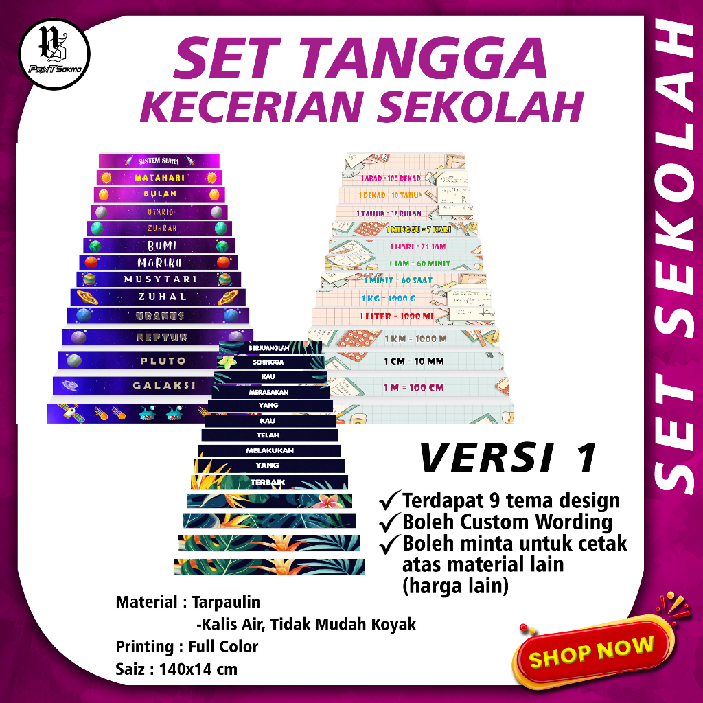 Set Keceriaan Tangga Sekolah Boleh Custom Design Material Banner 14 dalam 1 Set | Shopee Malaysia