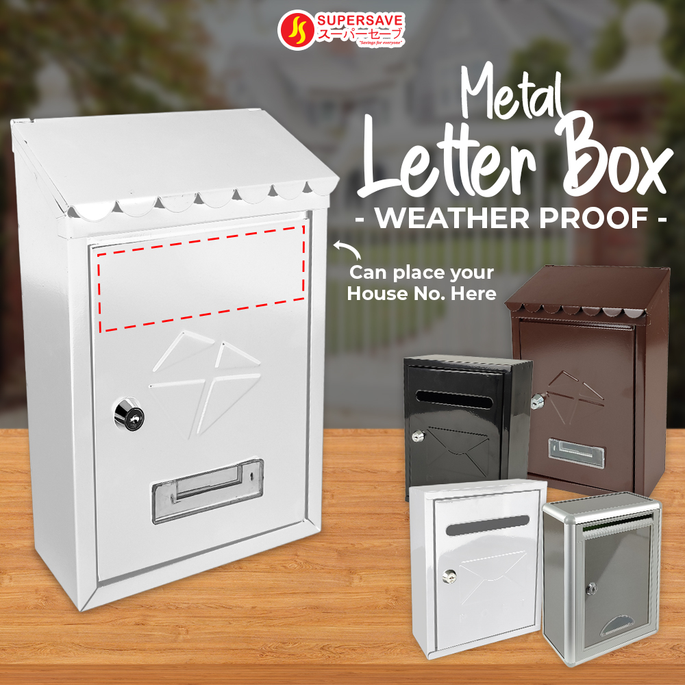 SUPERSAVE Metal Letter Box Wall Mount Mail Box with Keys Lock Outdoor ...