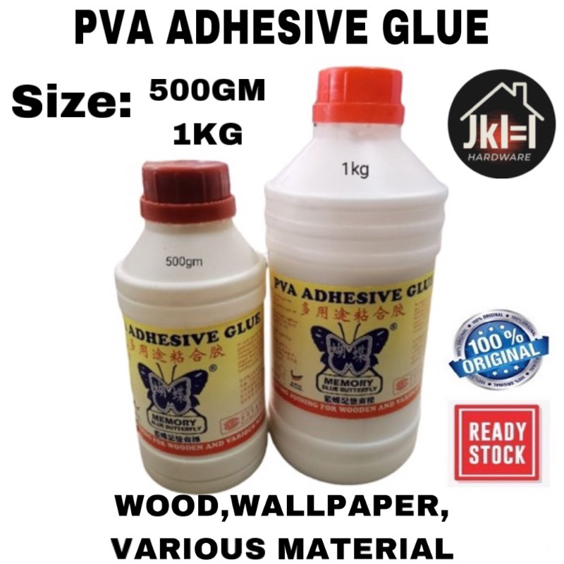 (READY STOCK) PVA ADHESIVE GLUE 500GM,1KG GLUE FOR WOOD ,WALLPAPER ...