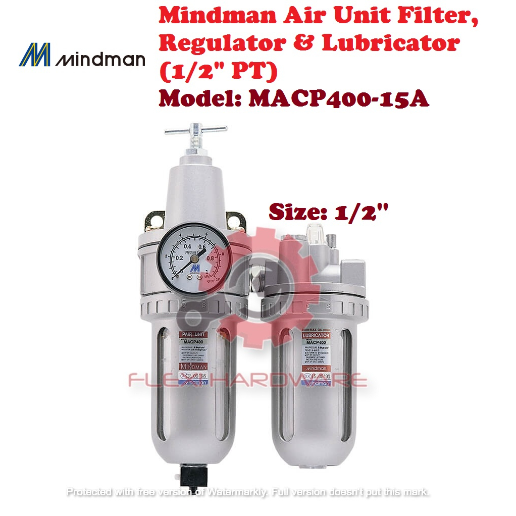 Mindman MACP400-15A Air Unit Filter, Regulator & Lubricator(1/2" PT ...