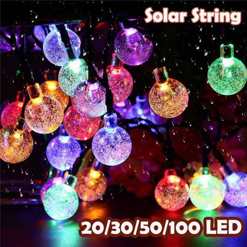 Raya LED Crystal Ball Light Outdoor Solar String Lights Lampu Garden ...