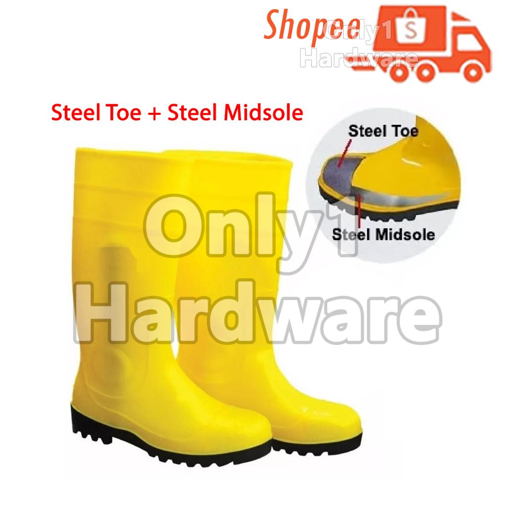 YELLOW SAFETY RAIN SHOES YELLOW SAFETY RAIN BOOT PVC RAIN BOOT WITH ...